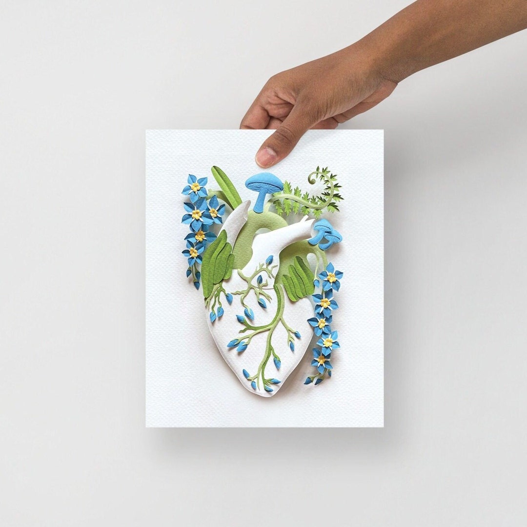 Healing Heart: Forget-me-not 8" X 10" Art Print of an Anatomical Heart ...