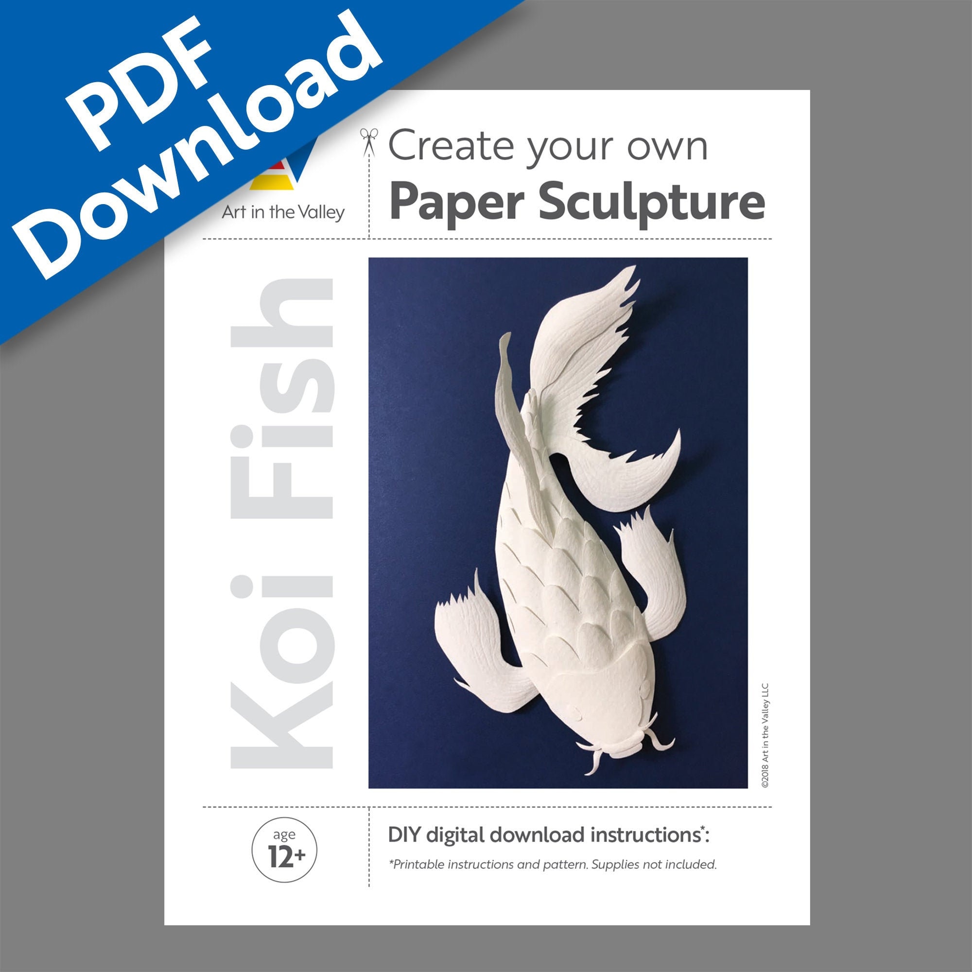 Koi Fish Paper Sculpture Kit PDF Instant Download Create Your Own Paper ...