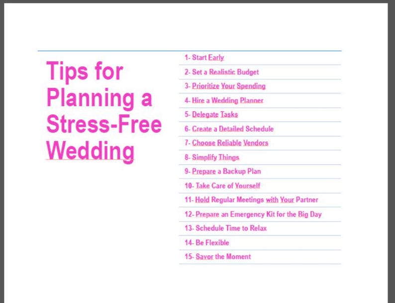 Checklist for a Successful Wedding - Etsy
