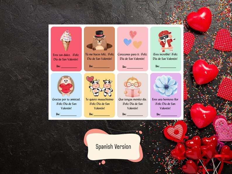 Editable Printable Bilingual Valentine Cards Classroom Valentines Day ...