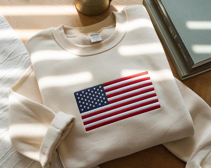 USA American Flag Applique Sweatshirt, Fourth of July Patchwork ...