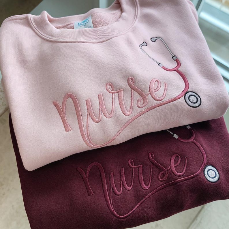Embroidered Floral Nurse Sweatshirt: RN Gift, Nursing Student Tee - Etsy
