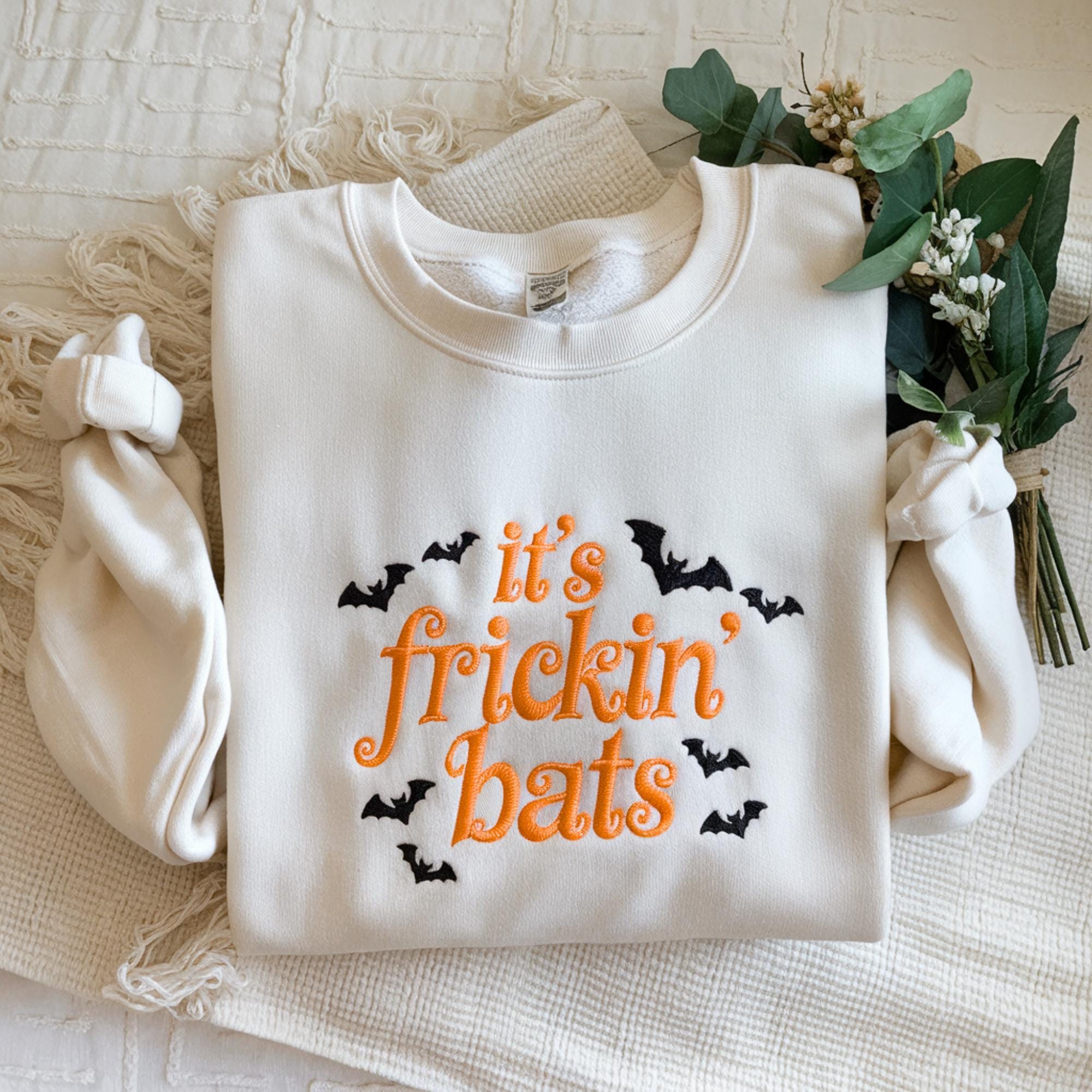Embroidered Halloween Bat Sweatshirt: Spooky Bats Crewneck - Etsy