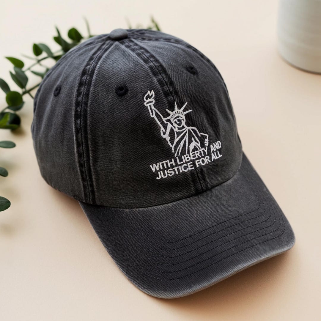 Statue of Liberty Hat Embroidered Liberty and Justice for All Fourth of ...
