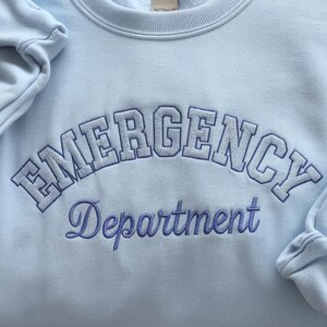 Emergency Department Embroidered Sweatshirt: ER Nurse Gift - Etsy
