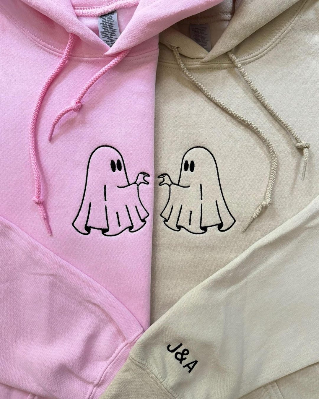 Embroidered Halloween Ghost Sweatshirt: Personalized Couple Hoodies - Etsy