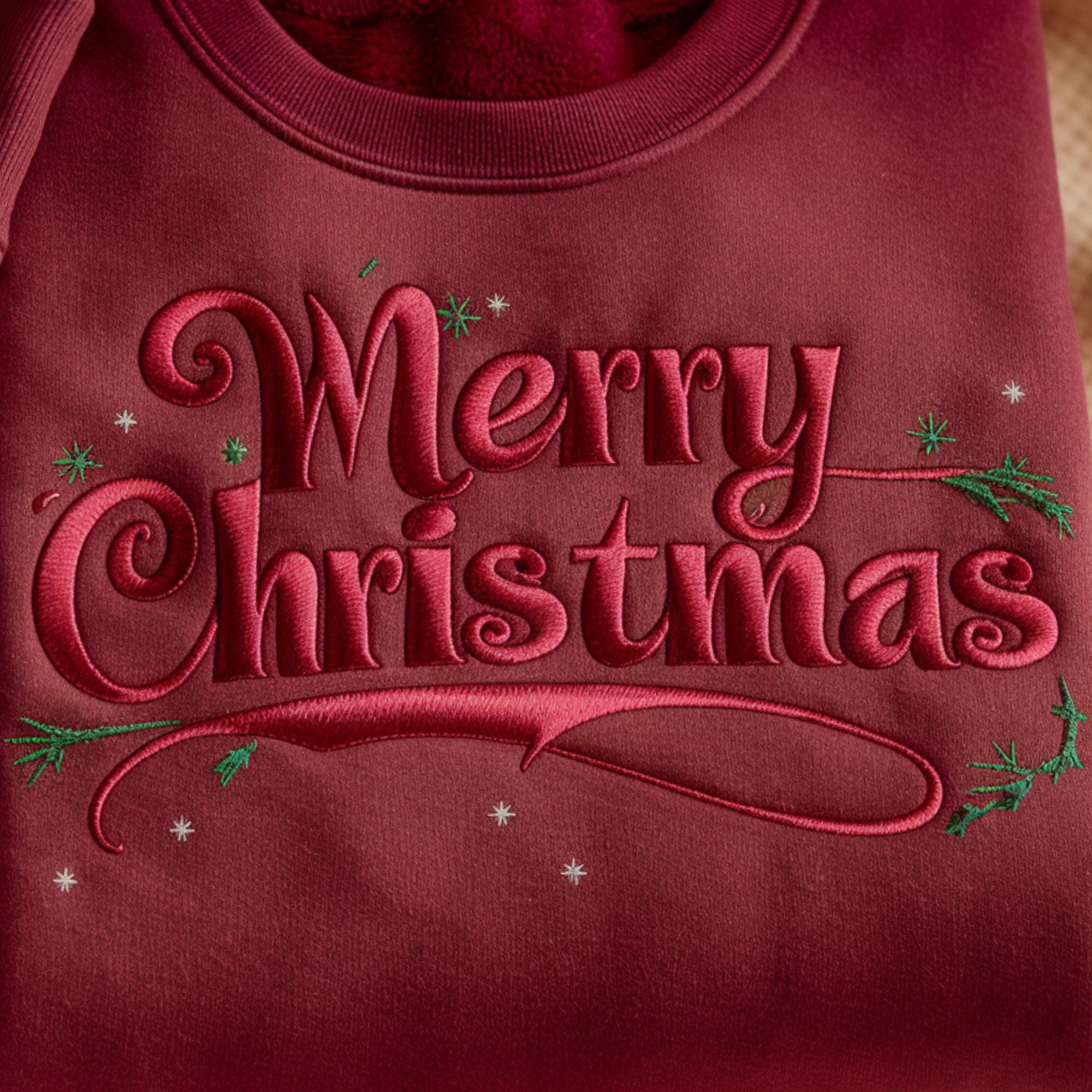 Embroidered Merry Christmas Sweatshirt, Holiday Family Shirt - Etsy