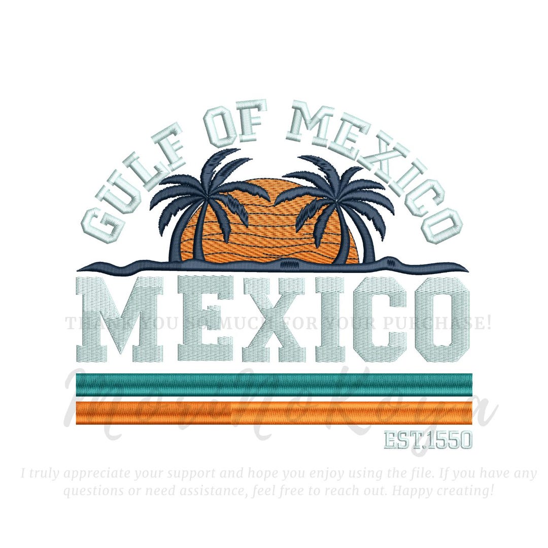 Gulf of Mexico Embroidery Design, Gulf of Mexico DST Embroidery File ...