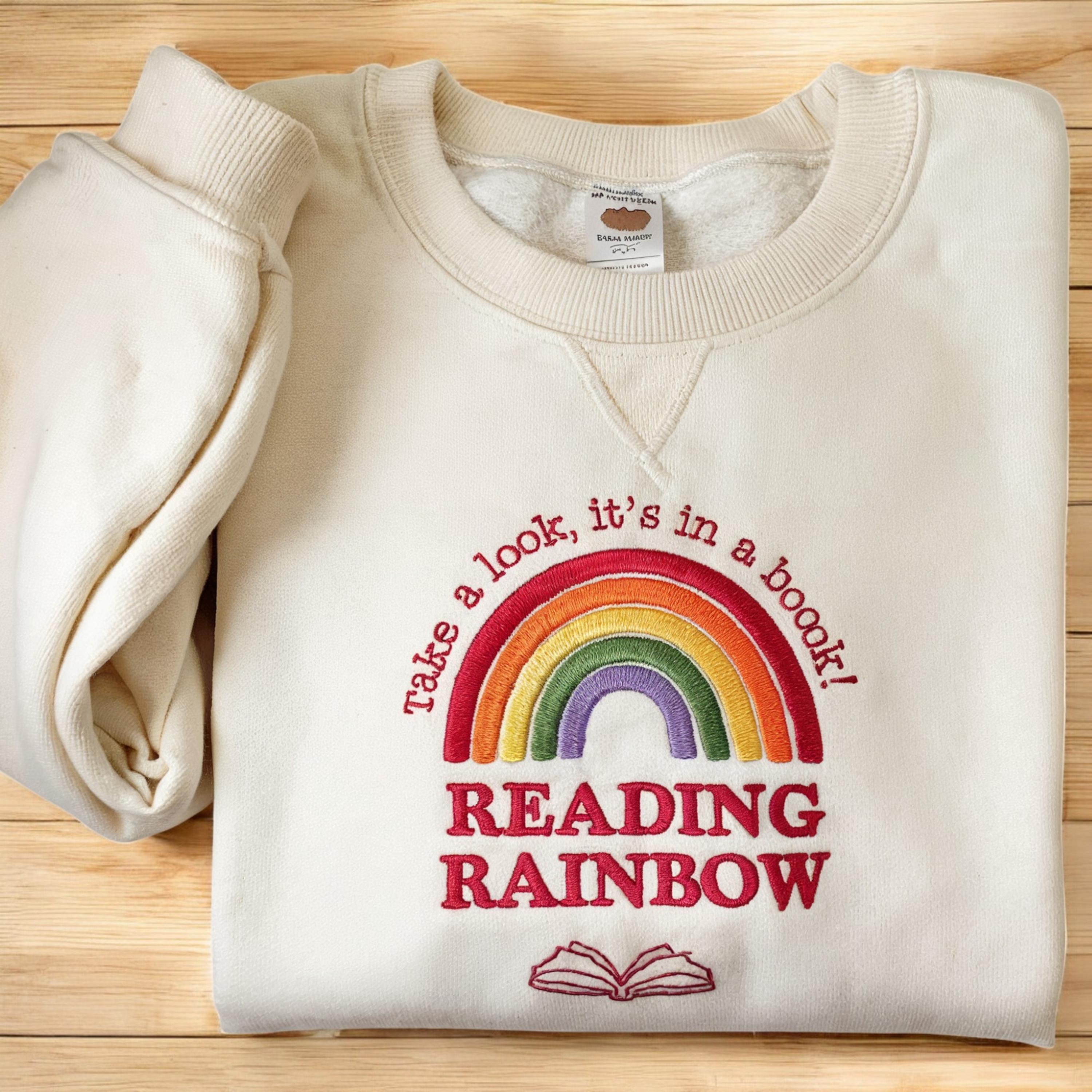 Embroidered Reading Rainbow Sweatshirt: Book Lover Gift - Etsy
