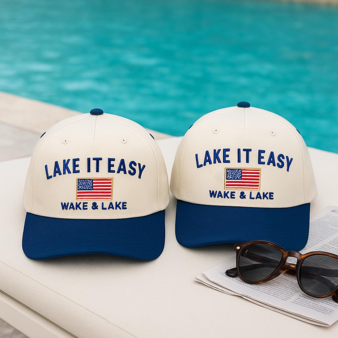 Embroidered Lake Life Hat: American Flag Trucker Cap - Etsy