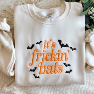 Embroidered Halloween Bat Sweatshirt: Spooky Bats Crewneck - Etsy