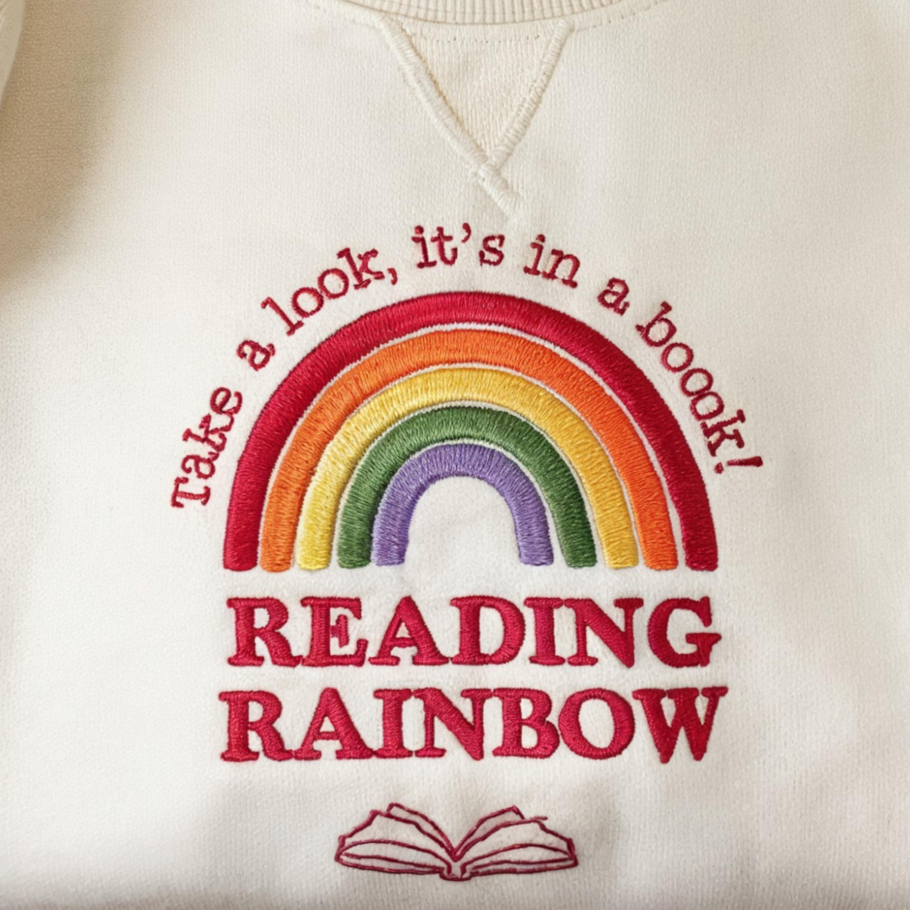 Embroidered Reading Rainbow Sweatshirt: Book Lover Gift - Etsy