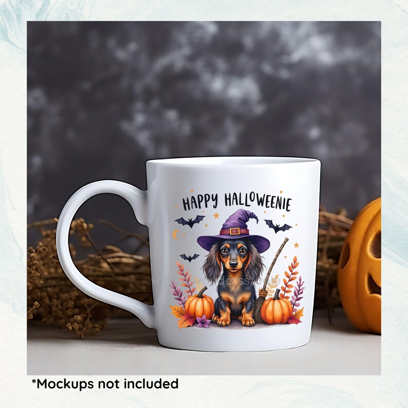 Halloween Dachshund PNG: "happy Halloweenie" Dog Mom Gift (digital ...