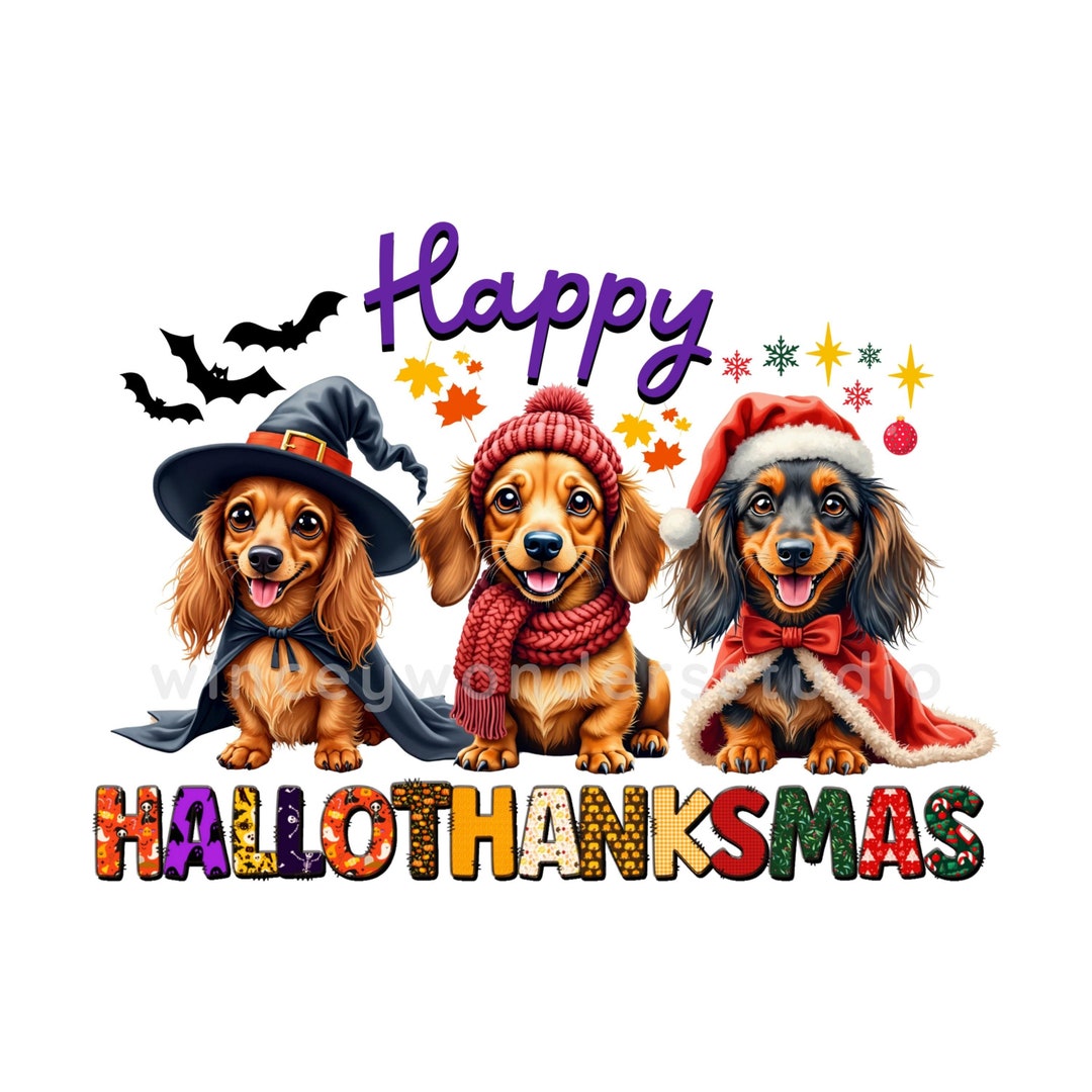 Hallo Thanksmas Dachshund PNG: Holiday Dog Sublimation (digital ...
