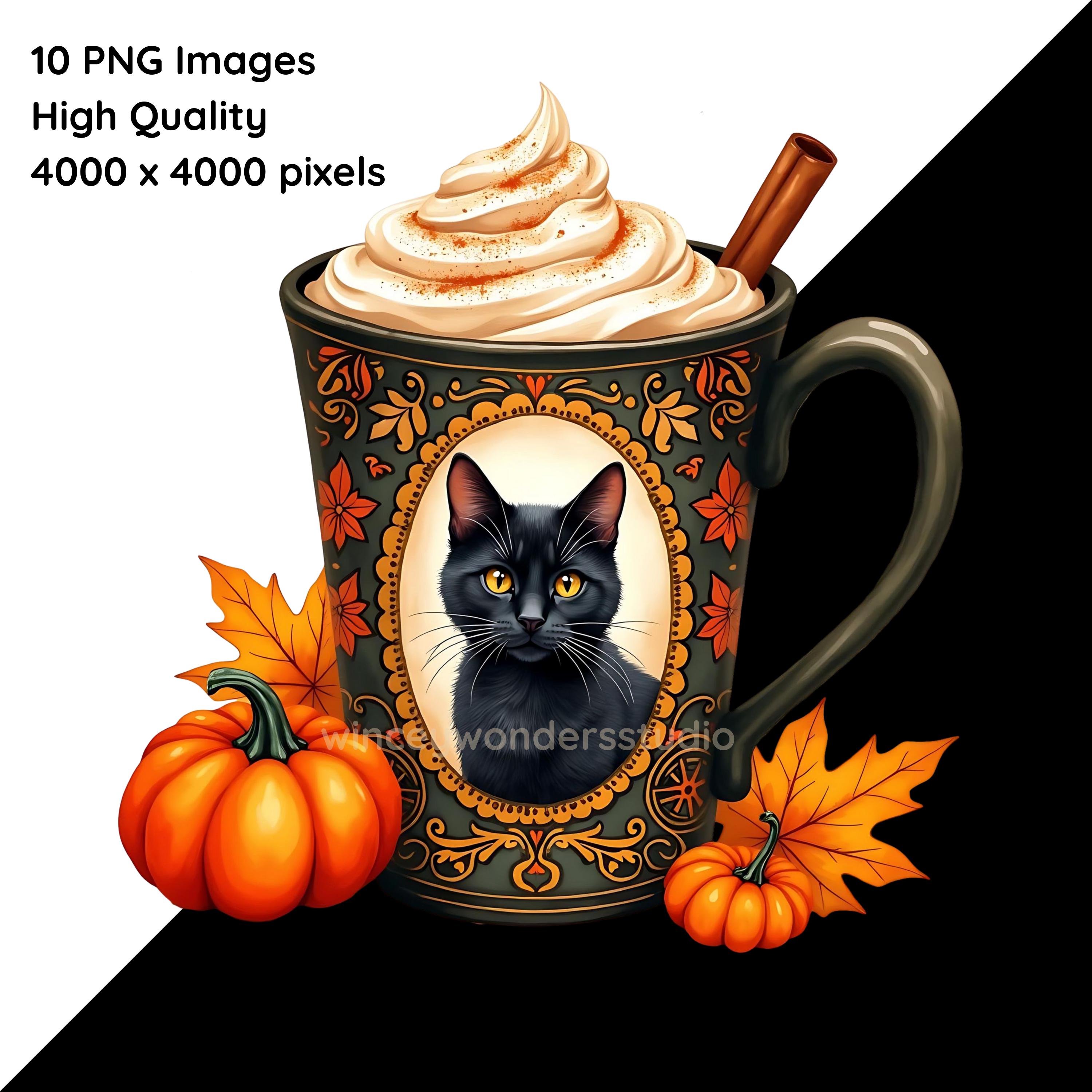Halloween Coffee Clipart Set, Gothic Watercolor Hot Coffee Drink ...