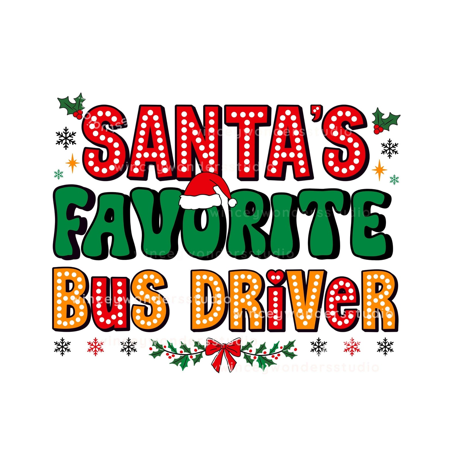 Santa's Favorite Bus Driver Christmas PNG: Retro Shirt Design (digital ...