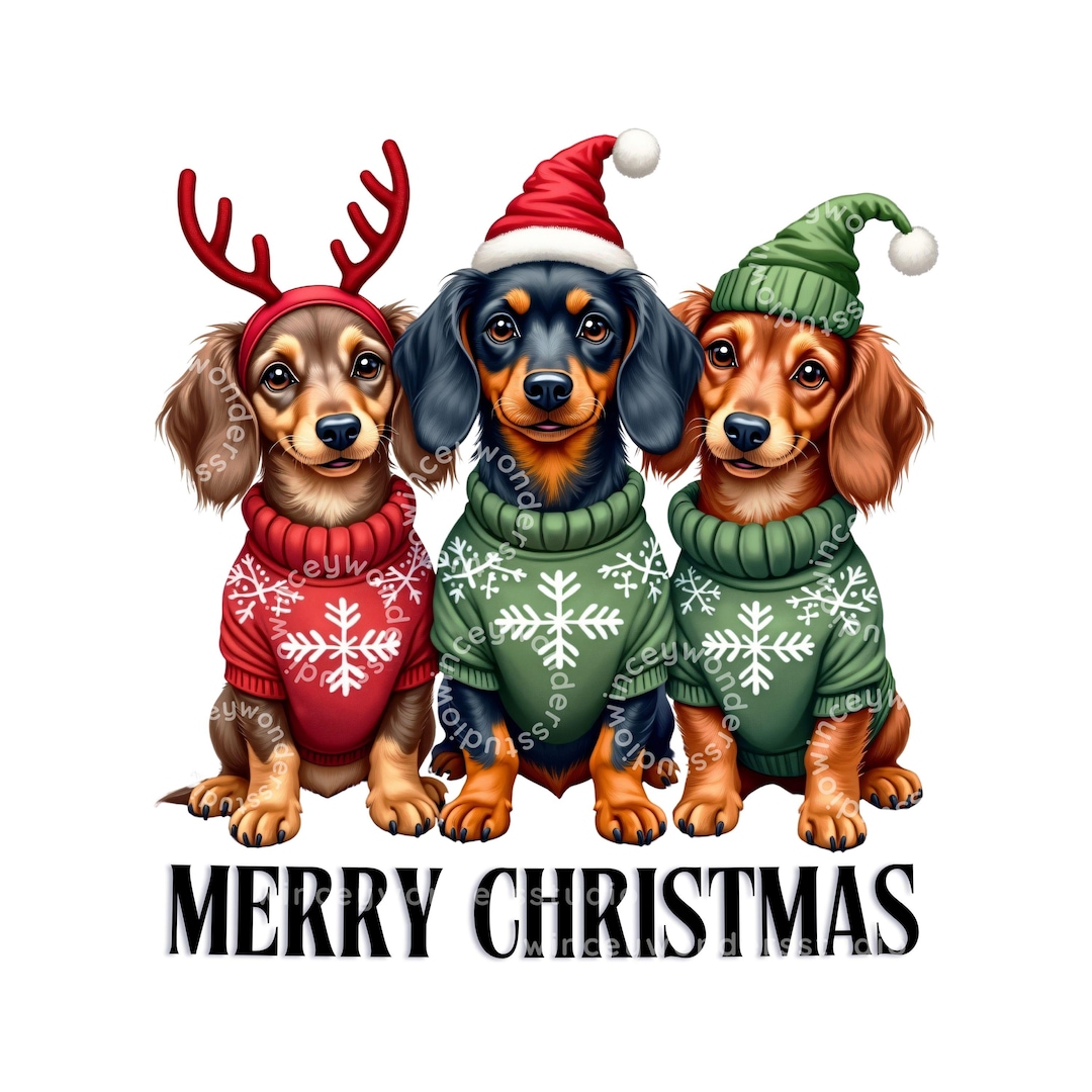 Weinerful Christmas PNG, Holiday Dog Dachshund PNG, Christmas Dogs ...