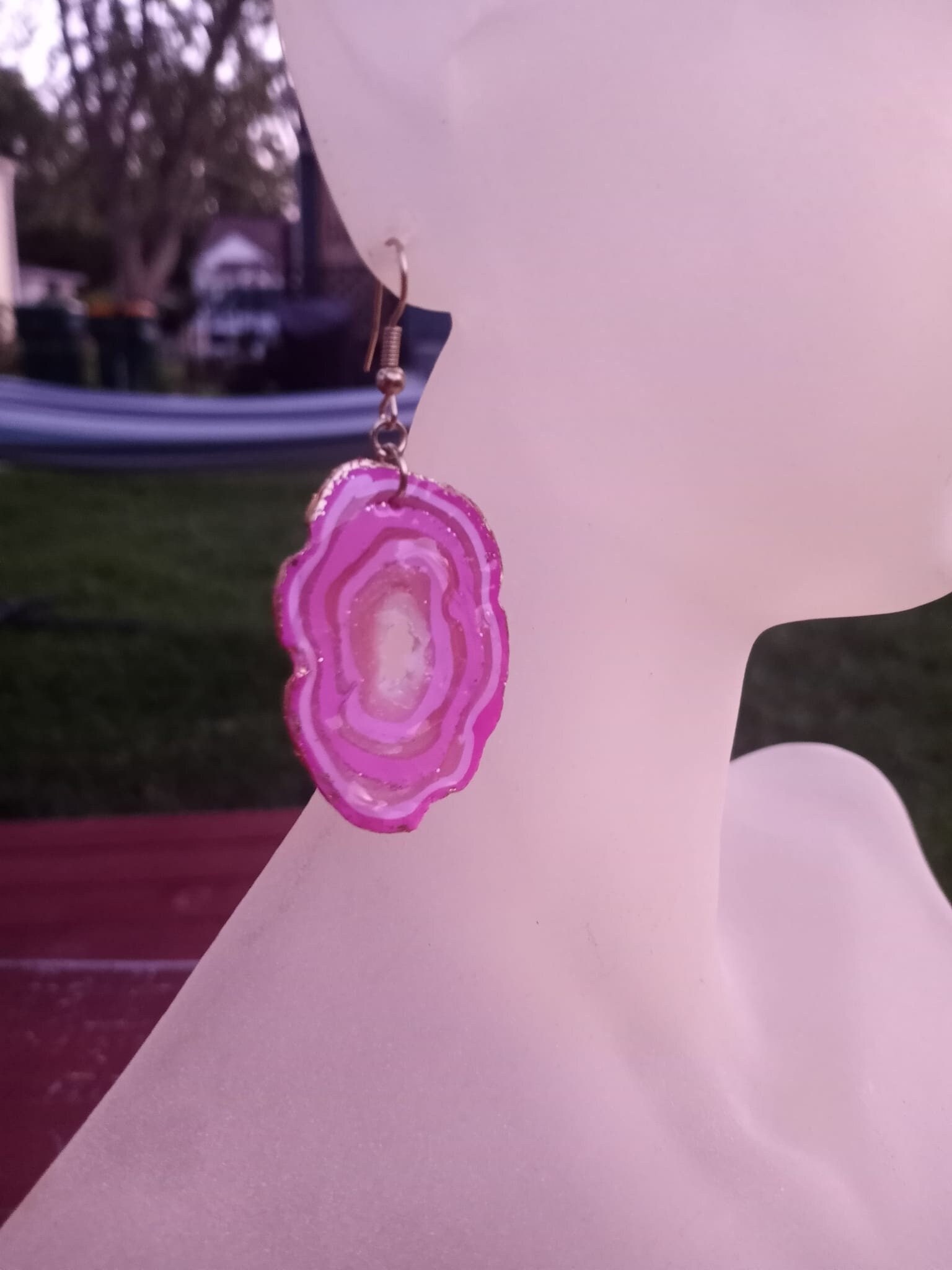 Pink Fantasy Agate Geode Earrings, Lightweight Clay - Etsy