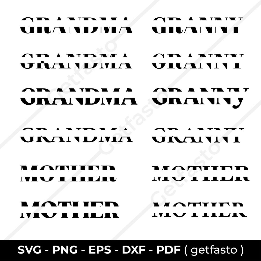 Grandma Svg, Png, Pdf, Dxf, Mother's Day Svg,split Grandma Frame Svg ...