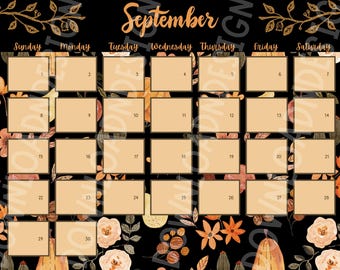 September 2024 Calendar Fall Mix Instant Download - Etsy UK