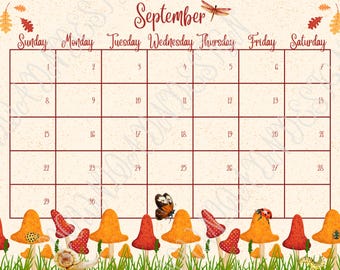 September 2024 Calendar Fall Mix Instant Download - Etsy UK