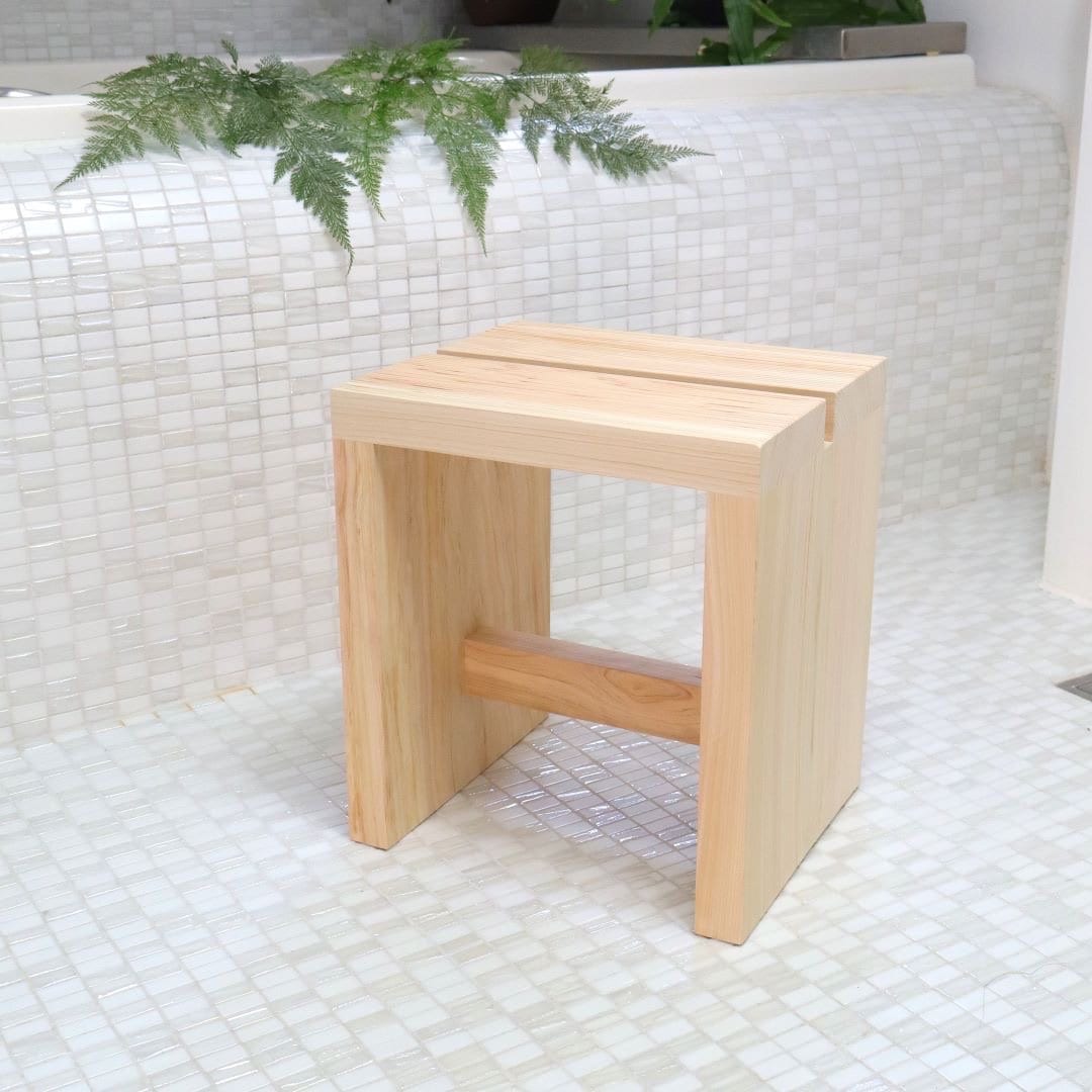 Hinoki Cypress Bath Stool | Japanese Wooden Shower Sauna Seat (h.11.8 ...