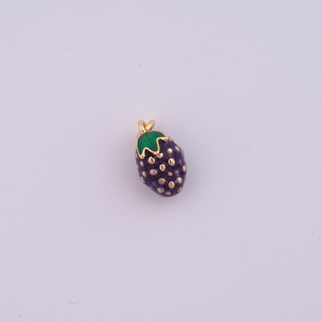 Blueberry Charm, Enamel 3D Fruit Collection Pendants, 18K Gold Filled ...