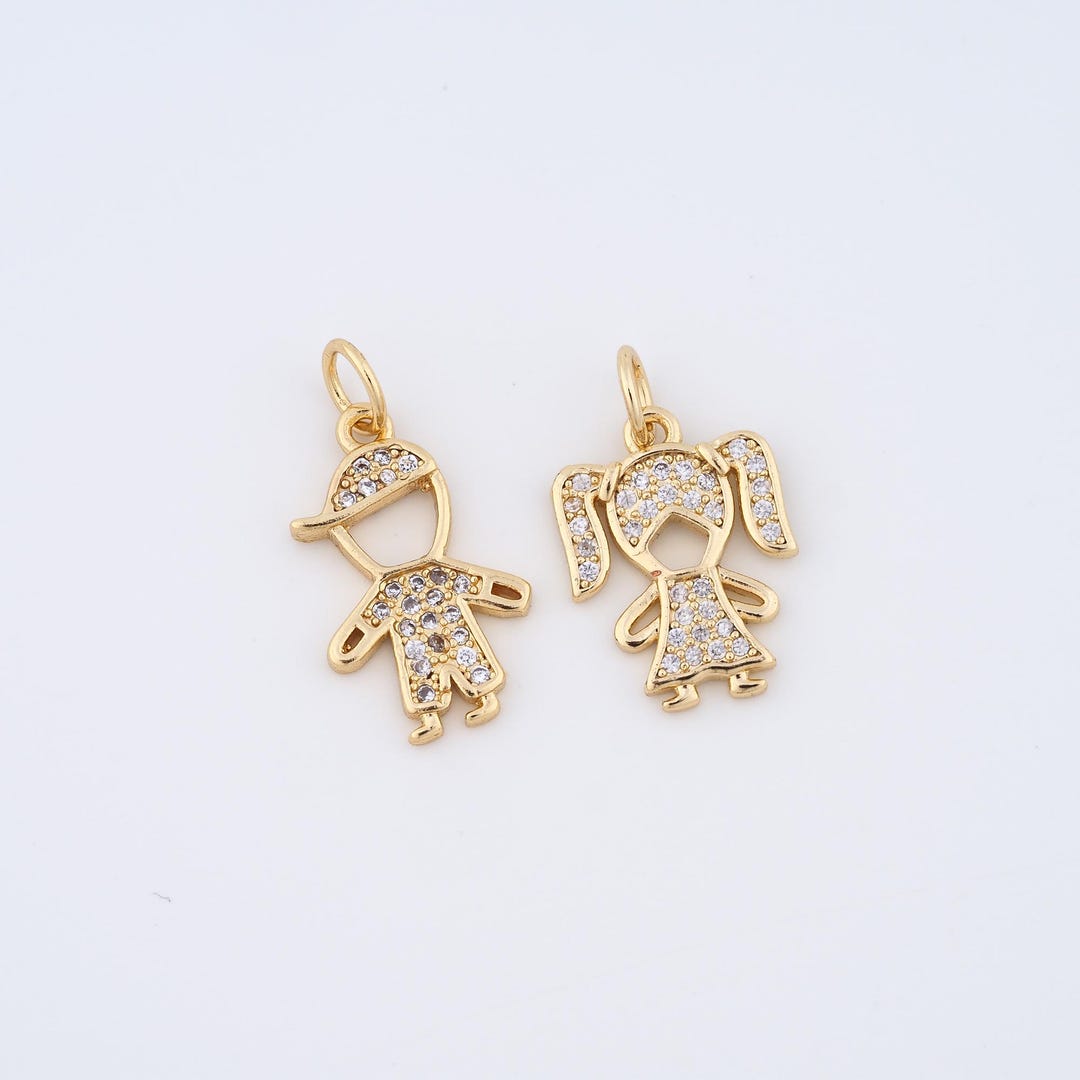 Gold Child Pendant,18k Gold Filled Boy and Girl Charm,boy Charms DIY ...