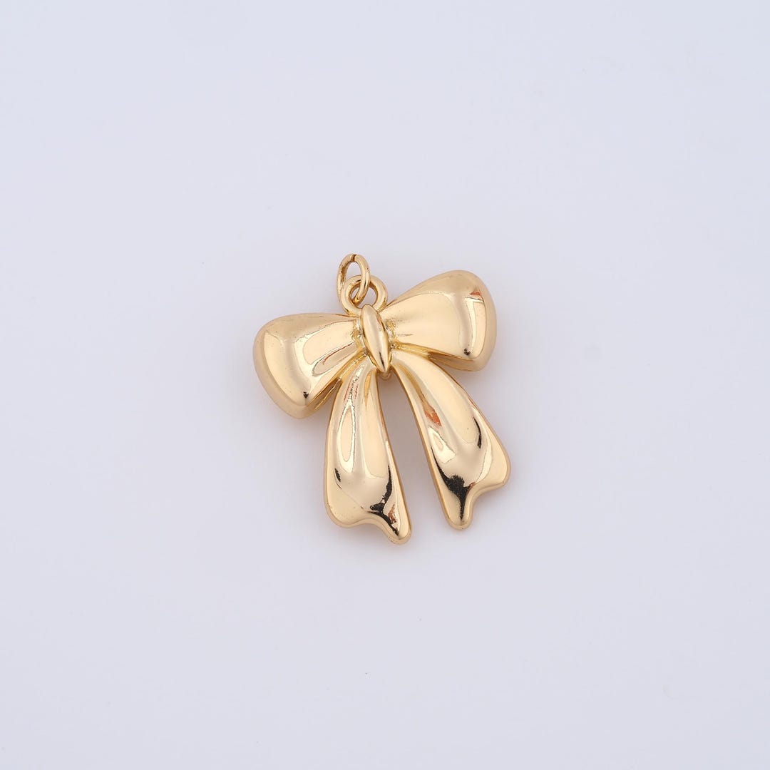 Gold Bow Necklace, 18K Gold Filled Bow Charm, Bow Pendant,dainty Knot ...
