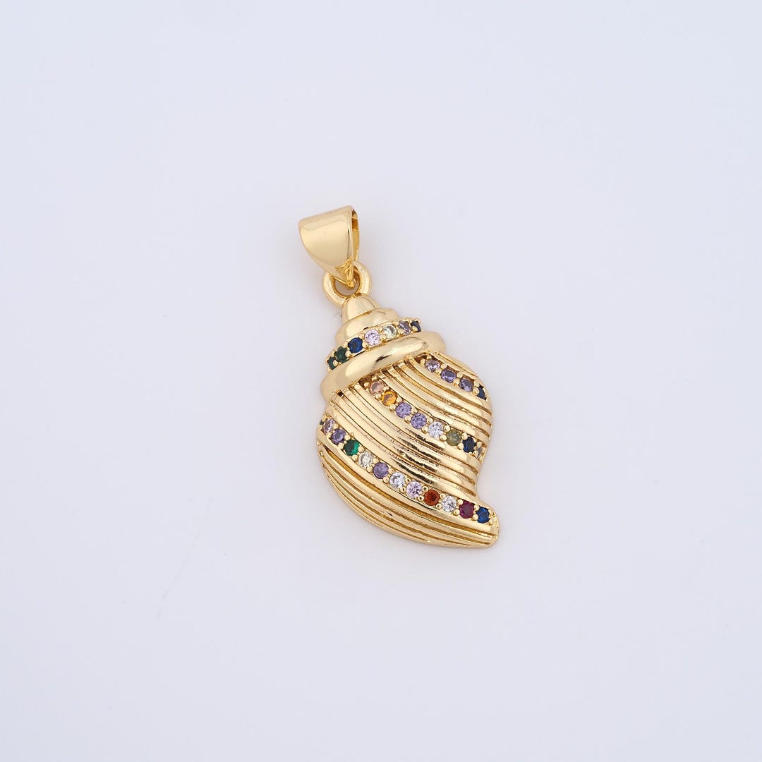 18K Gold Filled Conch Charm, Shell Necklace, Conch Pendant, Beach Charm ...