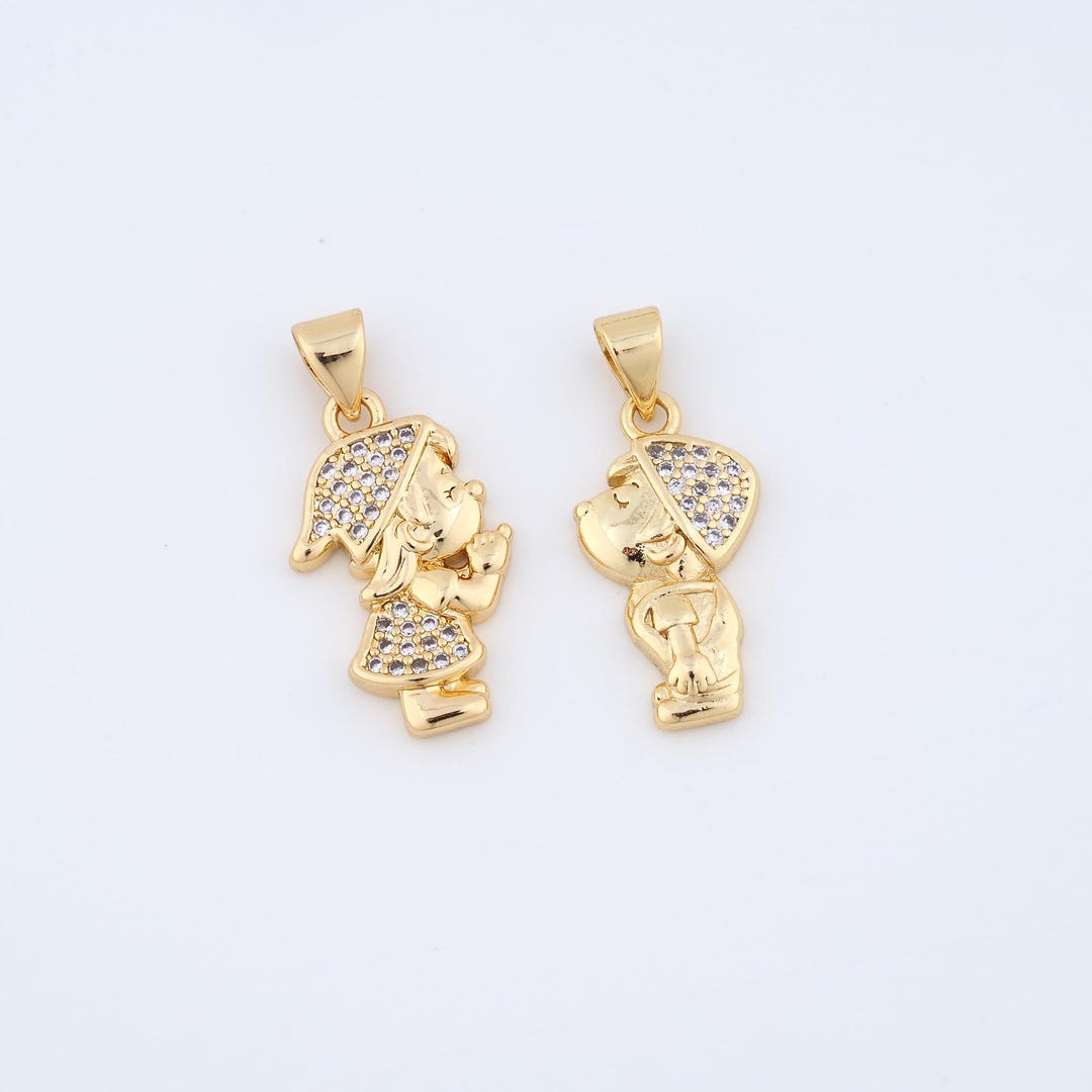 Gold Child Charms Pendant,18k Gold Filled Boy and Girl Charm,diy ...