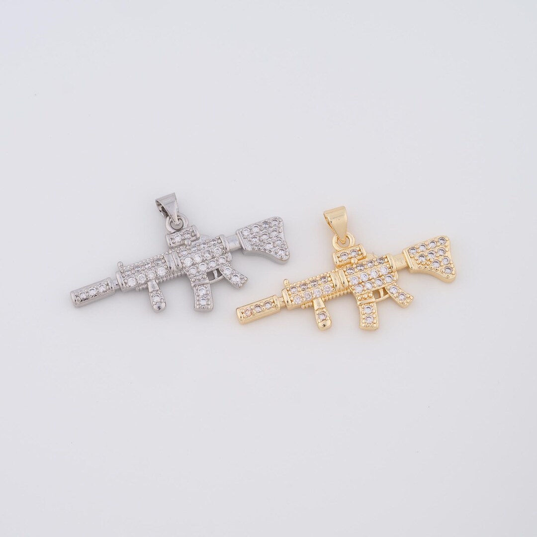 Gold Weapon Pendant,18k Gold Filled Gun Charm,gun Charm DIY Bracelet ...
