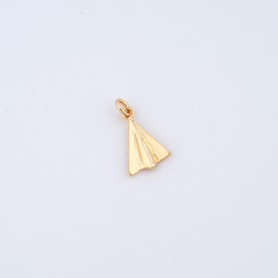 Paper Airplane Charm, Paper Airplane Pendant, 18K Gold Filled Origami ...
