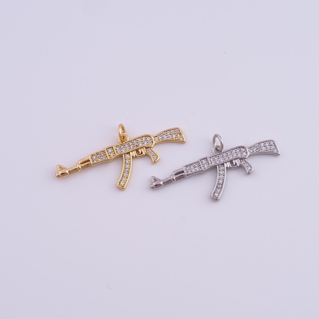 Gold Weapon Pendant,18k Gold Filled AK Gun Charm,gun Charm DIY Bracelet ...