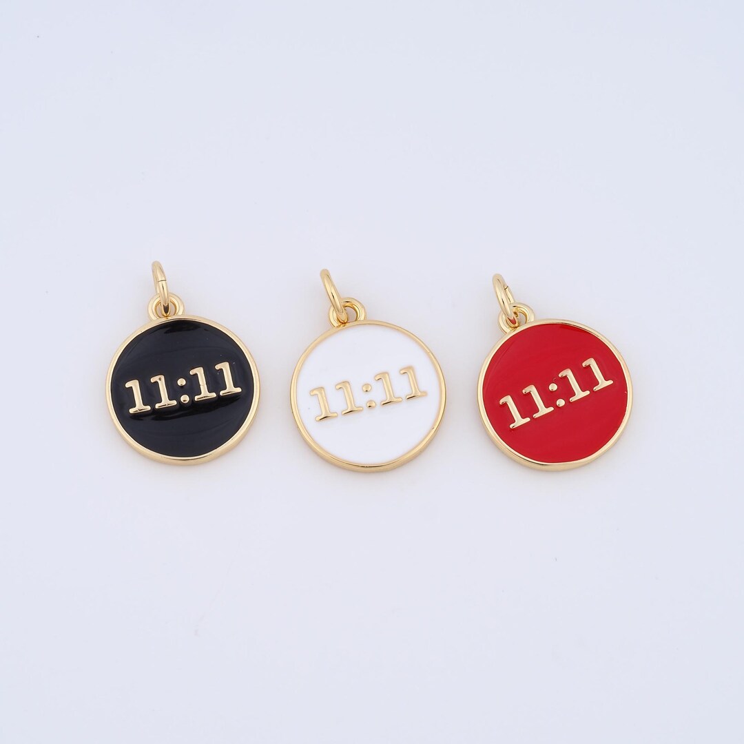 Angel Number Pendant,round Enamel Charm, 18K Gold Filled 11:11 Pendant ...