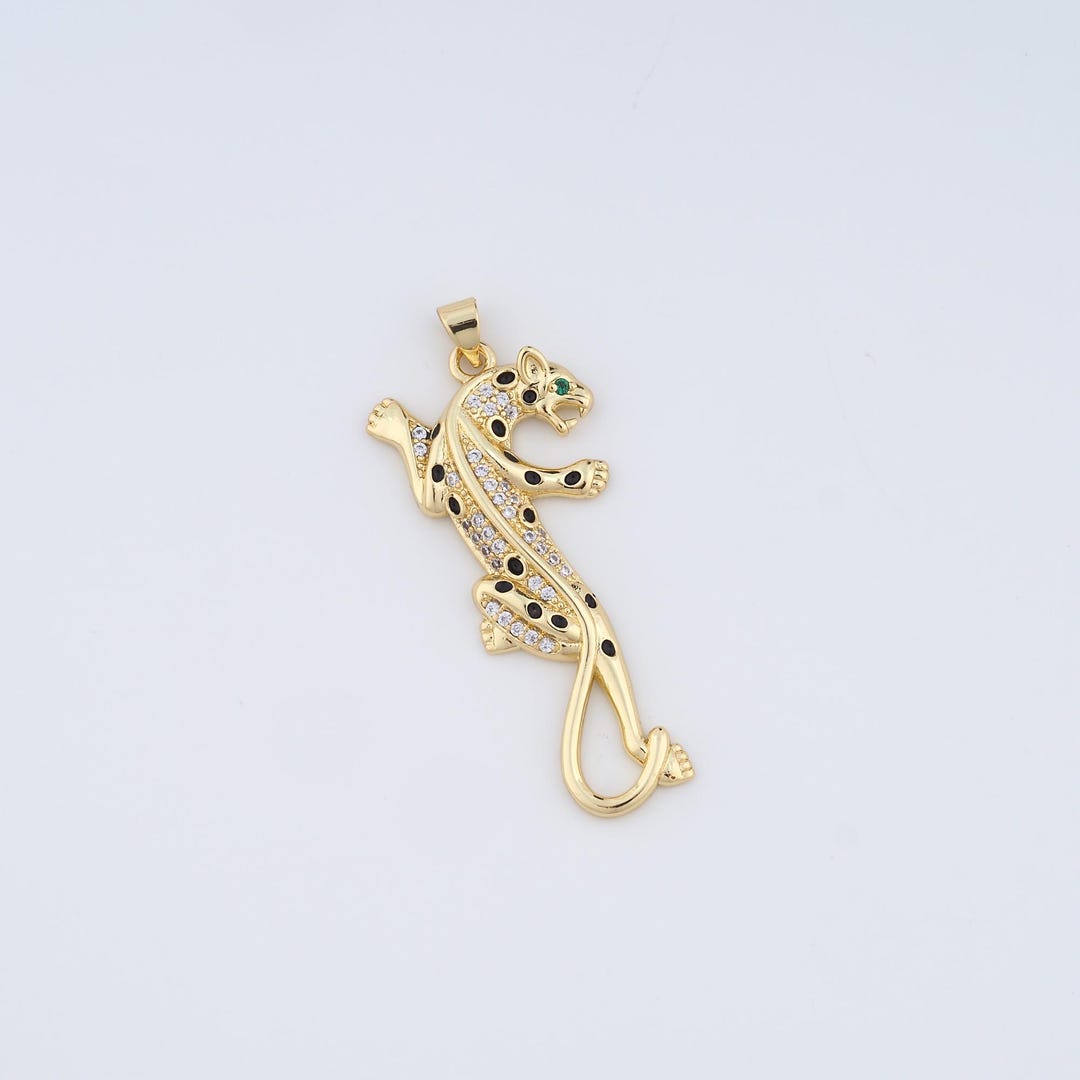18K Gold Filled Leopard Head Necklace, Animal Necklace, Leopard Pendant ...