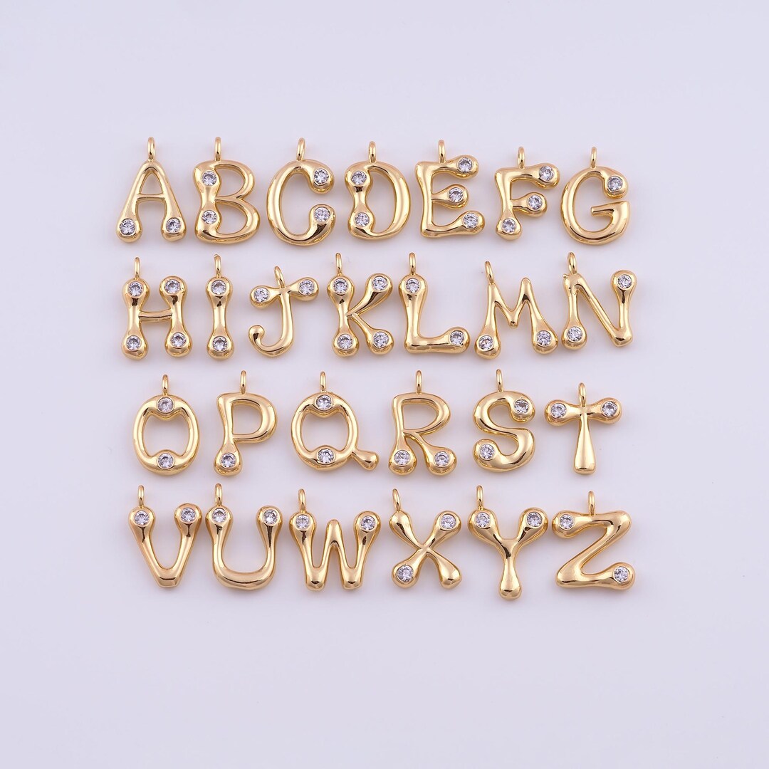 Initial Alphabet Pendant,18k Gold Filled Initial Charm,micropavé CZ 26 ...