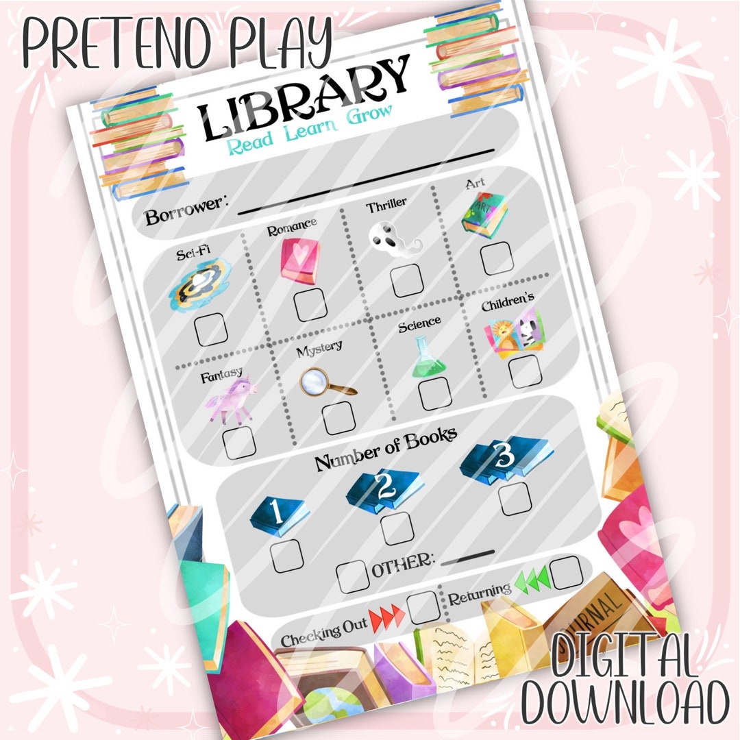 Library Pretend Play Bookshop Pretend Play Library Printable Library ...