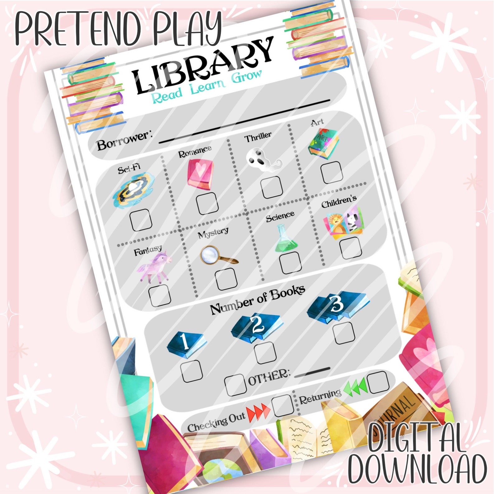 Library Pretend Play Bookshop Pretend Play Library Printable Library ...