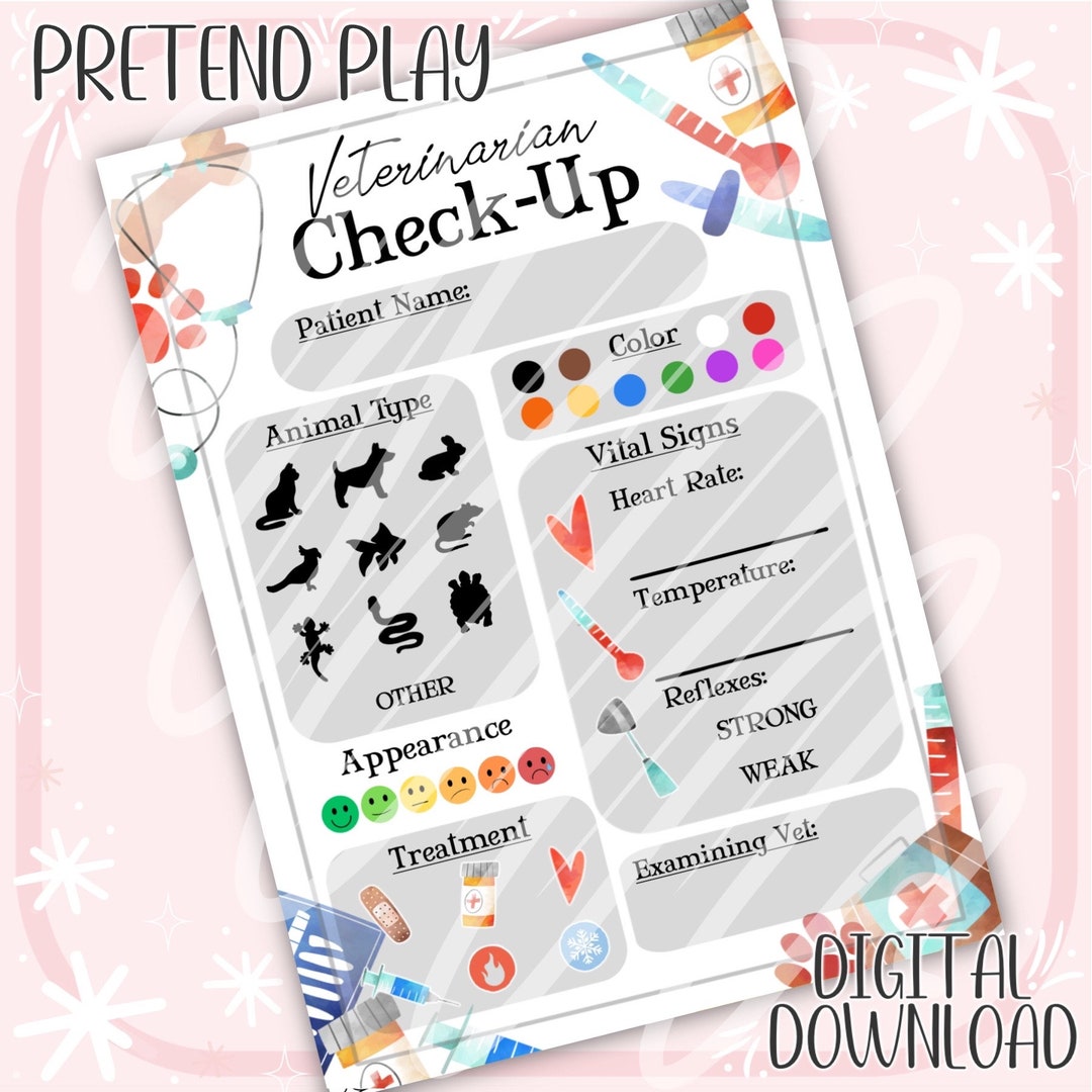 Veterinarian Pretend Play | Vet Pretend Play | Veterinarian Printable ...