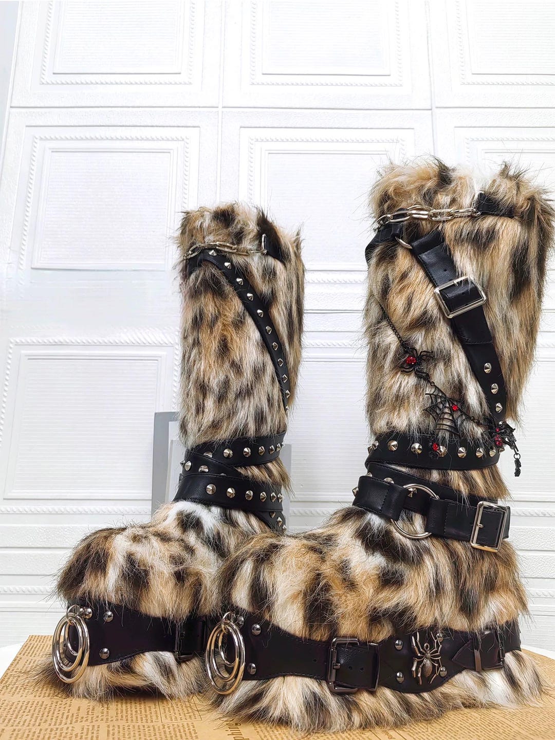 Custom Leopard Print Platform Boots Leg Warmer Covers Y2K - Etsy