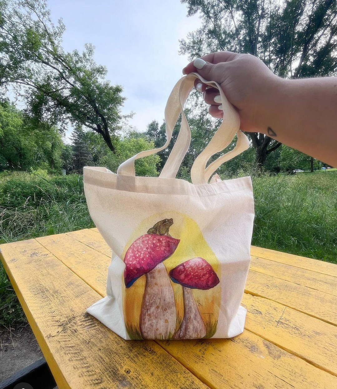 Natural Tote Bag Mushroom Toad - Etsy