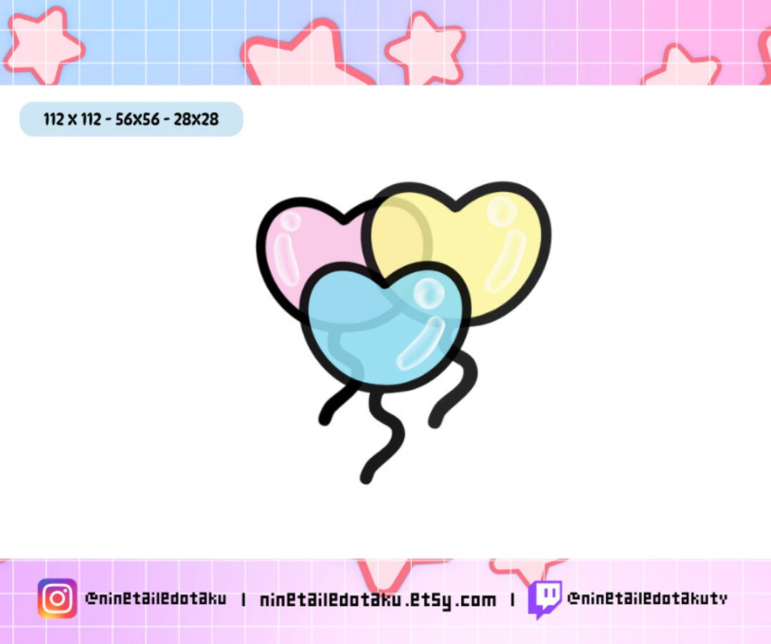 Pastel Heart Balloon Setchannel Points Emote for Youtube, Discord ...