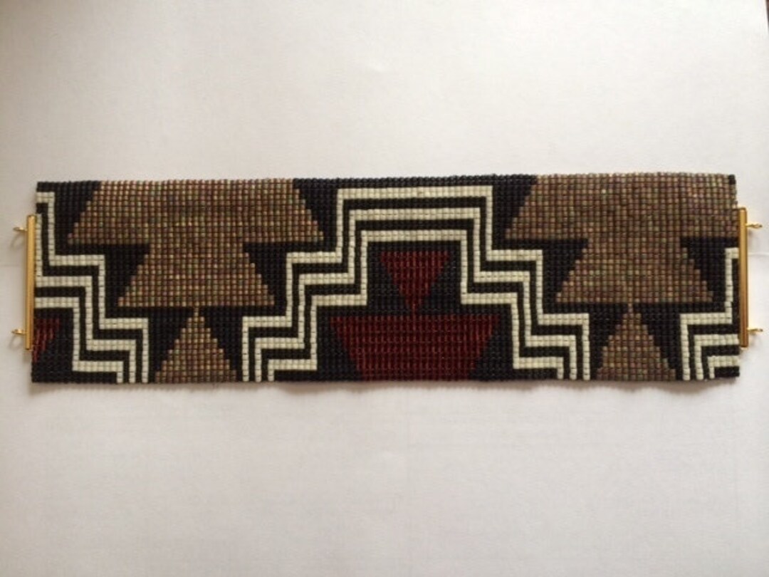 Aztec Steps Cuff Bracelet - Loom or 1 Drop Even Peyote Bead Pattern - Etsy