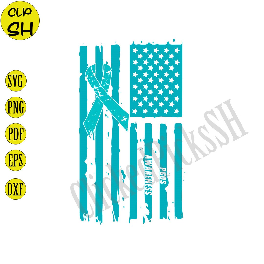 PCOS Awareness Svg, Awareness Month Svg, PCOS Svg, American Flag Svg ...
