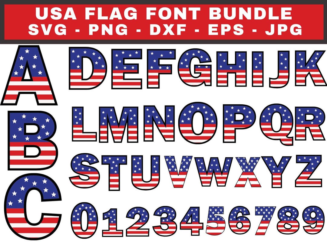USA Flag Alphabet SVG American Flag Alphabet SVG Usa Flag Font Svg Usa ...