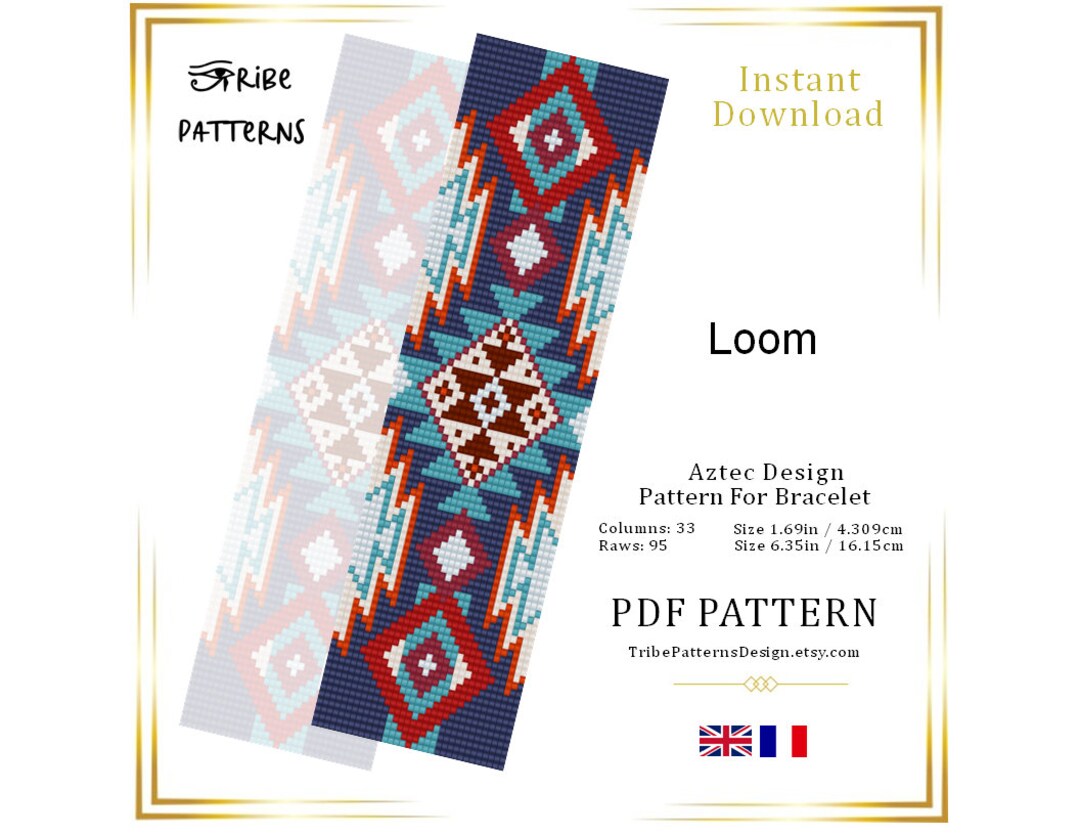 Aztec Design Miyuki Bead Loom Pattern, Loom Pattern for Bracelet ...
