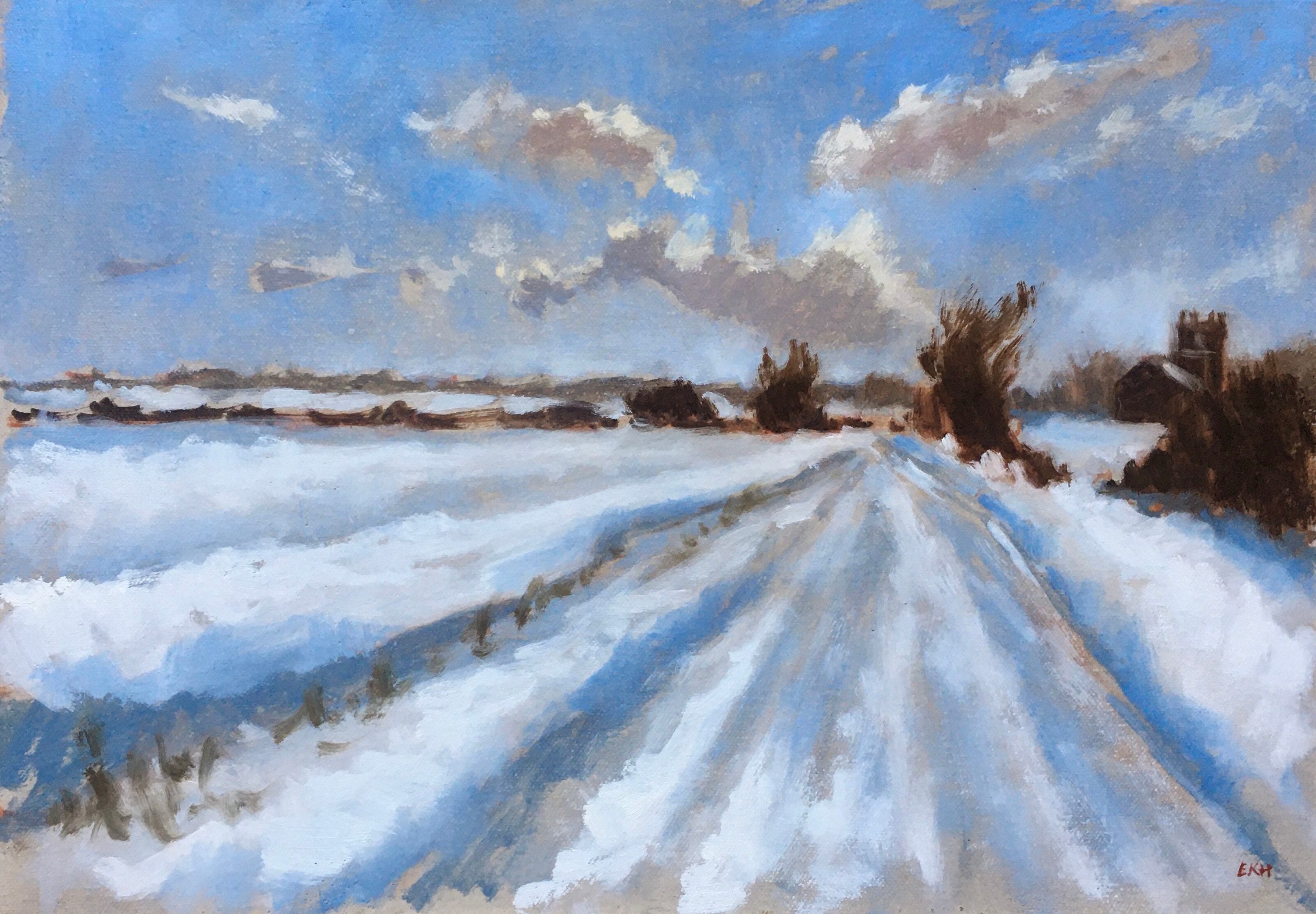 Snow Scene Landscape Oil Painting Impressionist Landscape Oil | Etsy UK