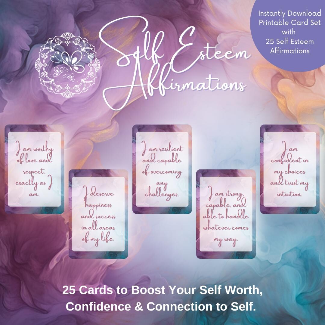 Self-esteem Affirmation Printable Card Set - Affirmation Cards ...
