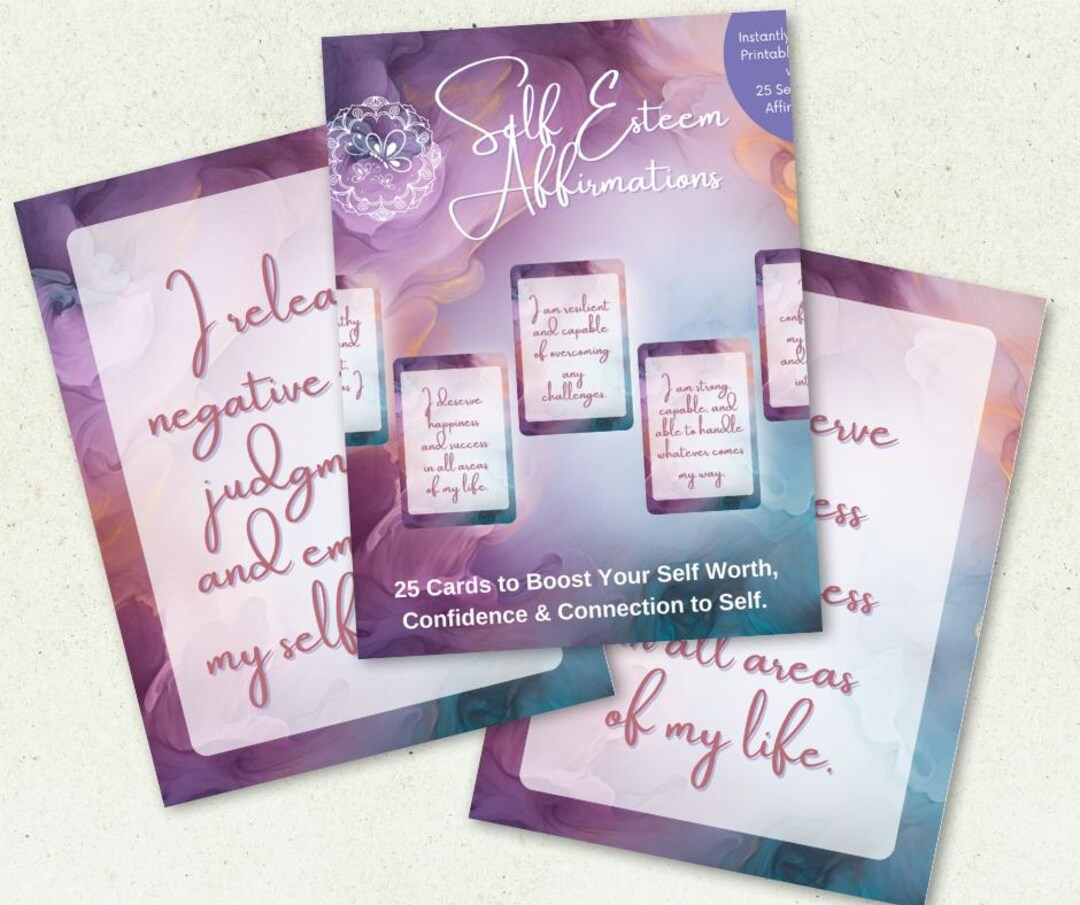 Self-esteem Bundle! Affirmation Printable Card Set - Affirmation ...